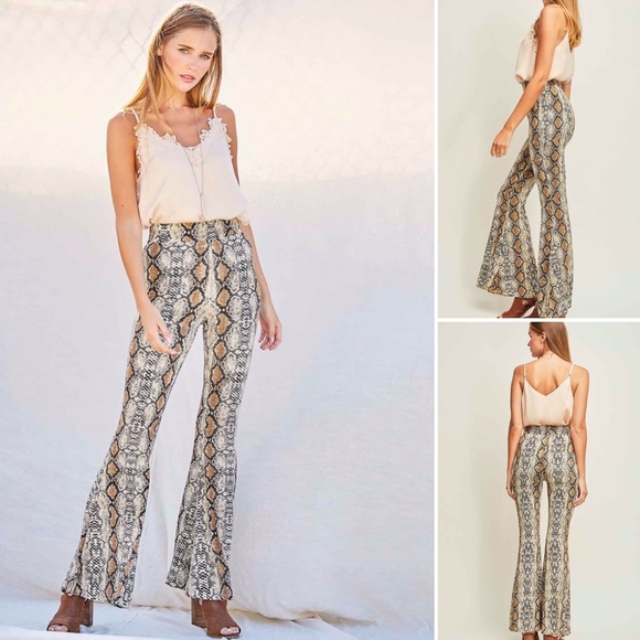 entro | Pants & Jumpsuits | New Arrivalreptile Print Flared Pants ...